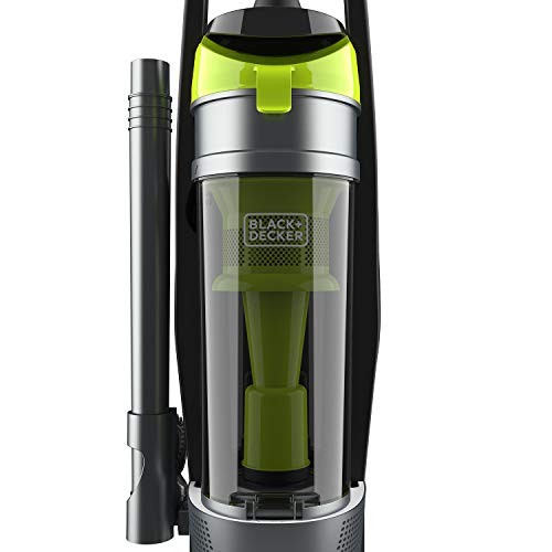 BLACK+DECKER Bagless Upright Vacuum Cleaner with Anti-Allergen HEPA Filer, Corded 1,200 Watt Motor & 5-Position Carpet Height Settings, (BDXURV309G), Gray/Green