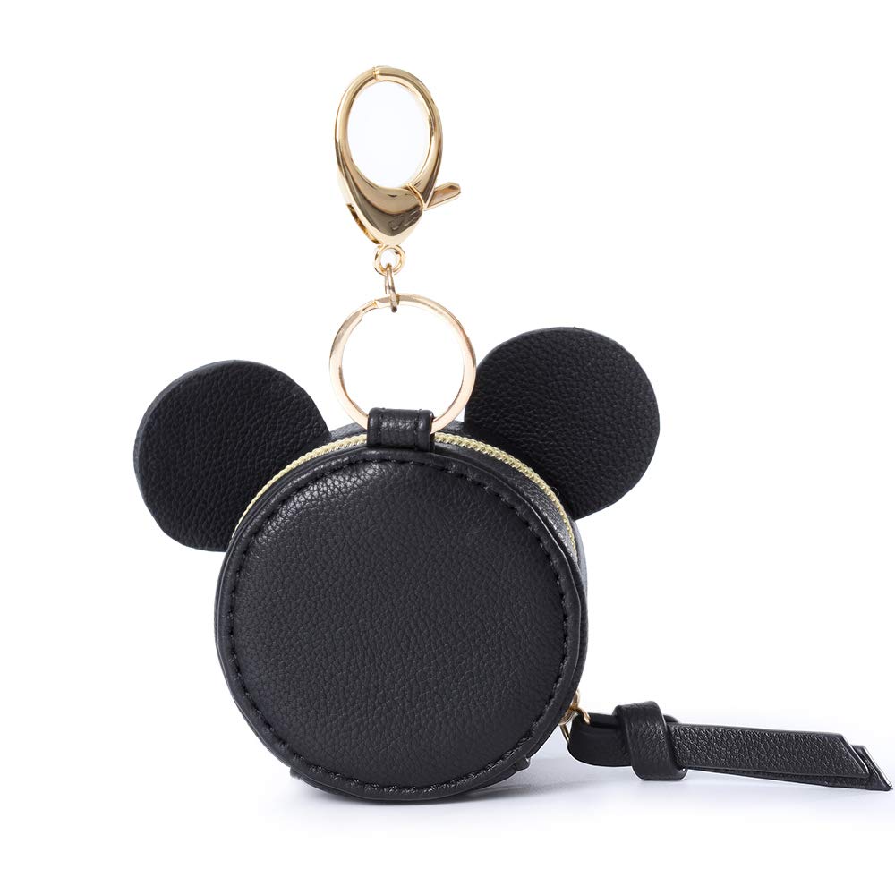 miss fong Pacifier Holder Case with Clip, Pacifier Pouch Cover, Pacifier Charm Pod with Clasp Attach to The Strollers & Diaper Bags, Hold 2 Pacifier or Nipple Shield(Bow Black)