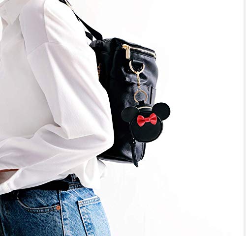 miss fong Pacifier Holder Case with Clip, Pacifier Pouch Cover, Pacifier Charm Pod with Clasp Attach to The Strollers & Diaper Bags, Hold 2 Pacifier or Nipple Shield(Bow Black)