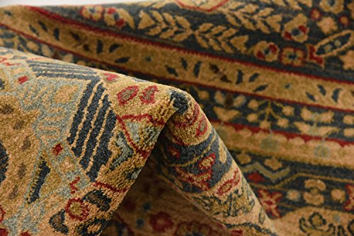 Unique Loom Palace Collection Traditional, Southwestern, Medallion, Geometric Area Rug, 9' 0" x 12' 0", Navy Blue/Tan