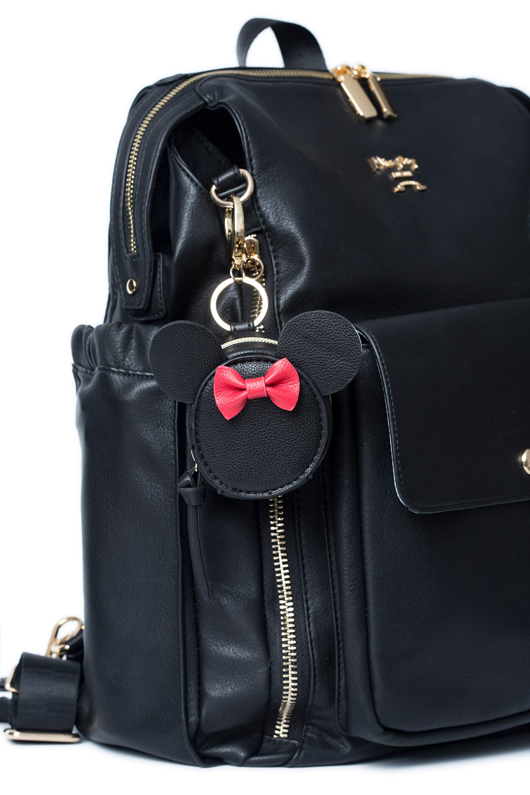 miss fong Pacifier Holder Case with Clip, Pacifier Pouch Cover, Pacifier Charm Pod with Clasp Attach to The Strollers & Diaper Bags, Hold 2 Pacifier or Nipple Shield(Bow Black)