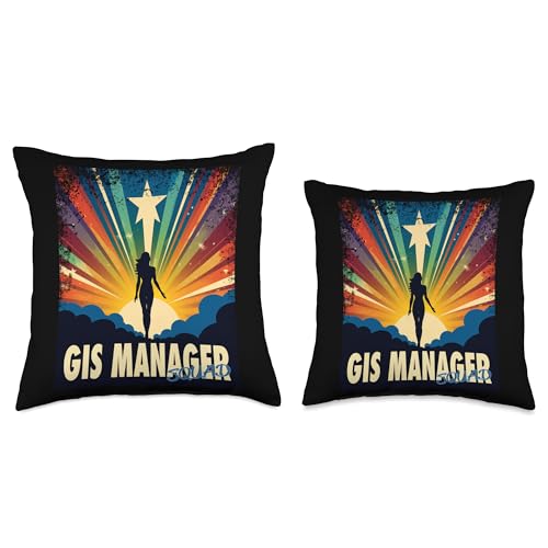 GIS MANAGER Gifts GIS Manager Funny Female Hero Job Women Throw Pillow, 18x18, Multicolor