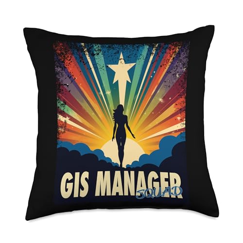 GIS MANAGER Gifts GIS Manager Funny Female Hero Job Women Throw Pillow, 18x18, Multicolor