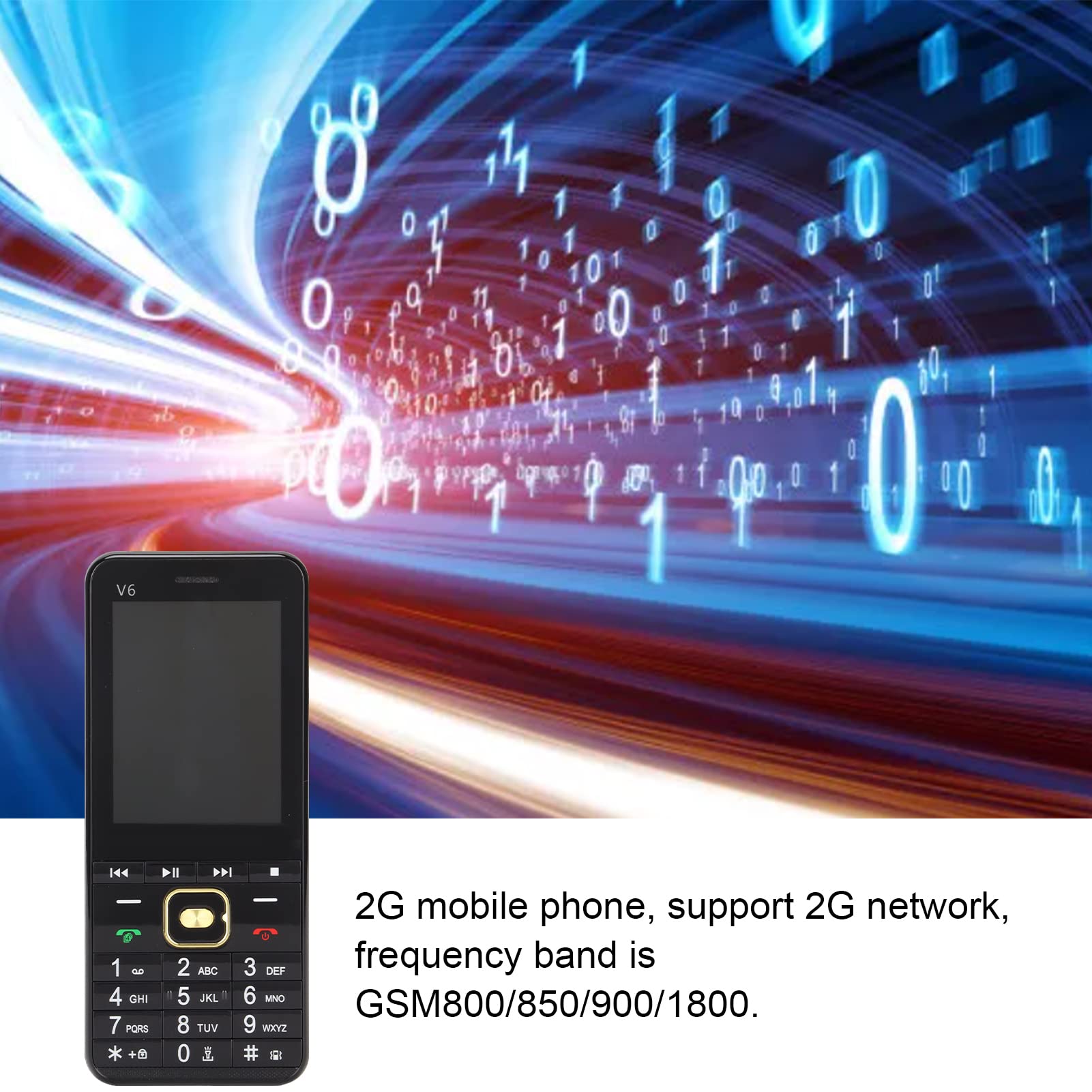 PUSOKEI V6 2G GSM Unlocked Cell Phone,2000mAh battery Long Standby Seniors Cell Phone,2.8in HD Screen Four Cards Four Standbys Cellphone for Elderly and Kids(black)