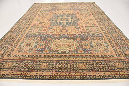 Unique Loom Palace Collection Traditional, Southwestern, Medallion, Geometric Area Rug, 9' 0" x 12' 0", Navy Blue/Tan