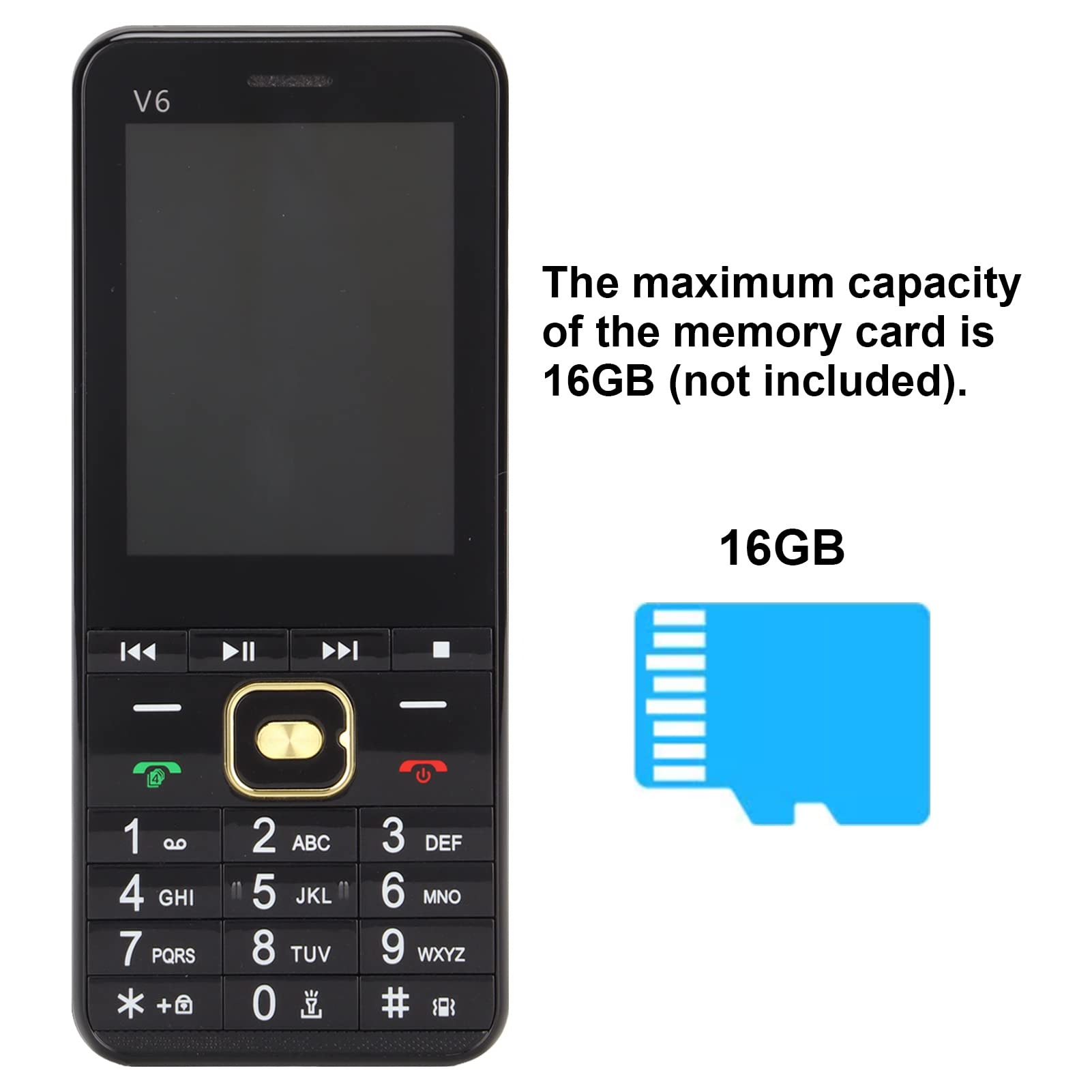 PUSOKEI V6 2G GSM Unlocked Cell Phone,2000mAh battery Long Standby Seniors Cell Phone,2.8in HD Screen Four Cards Four Standbys Cellphone for Elderly and Kids(black)