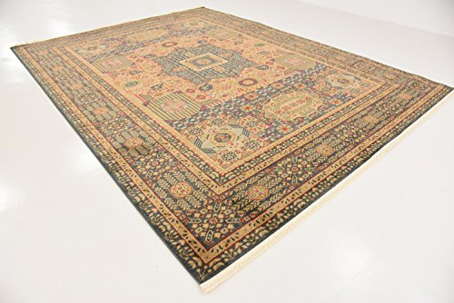 Unique Loom Palace Collection Traditional, Southwestern, Medallion, Geometric Area Rug, 9' 0" x 12' 0", Navy Blue/Tan