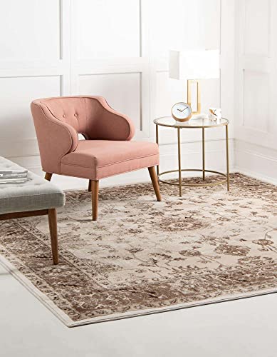 Unique Loom Rushmore Collection Area Rug - Lincoln (5' 3" Square, Cream/Beige)