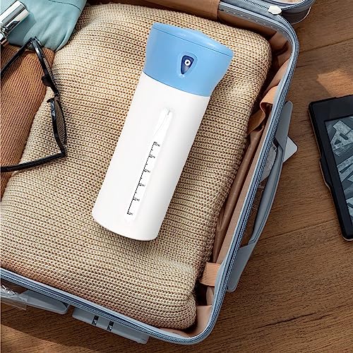 Harewu 4 in 1 Travel Liquid Dispenser Container, Portable Travel Leak Proof Container with 4 Liquid Dispensing Bottles.for Toiletries, Shampoo,Conditioner,Lotion,Shower Gel, Cosmetics (Blue)