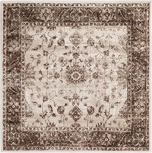 Unique Loom Rushmore Collection Area Rug - Lincoln (5' 3" Square, Cream/Beige)