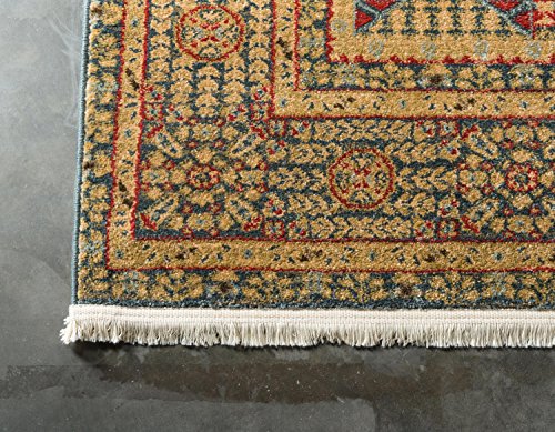 Unique Loom Palace Collection Traditional, Southwestern, Medallion, Geometric Area Rug, 9' 0" x 12' 0", Navy Blue/Tan