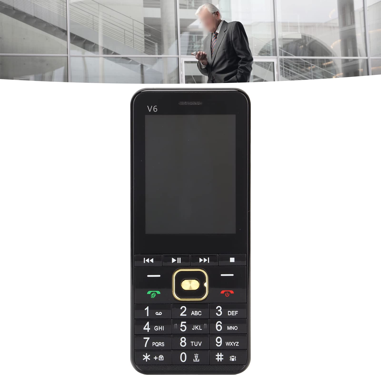PUSOKEI V6 2G GSM Unlocked Cell Phone,2000mAh battery Long Standby Seniors Cell Phone,2.8in HD Screen Four Cards Four Standbys Cellphone for Elderly and Kids(black)
