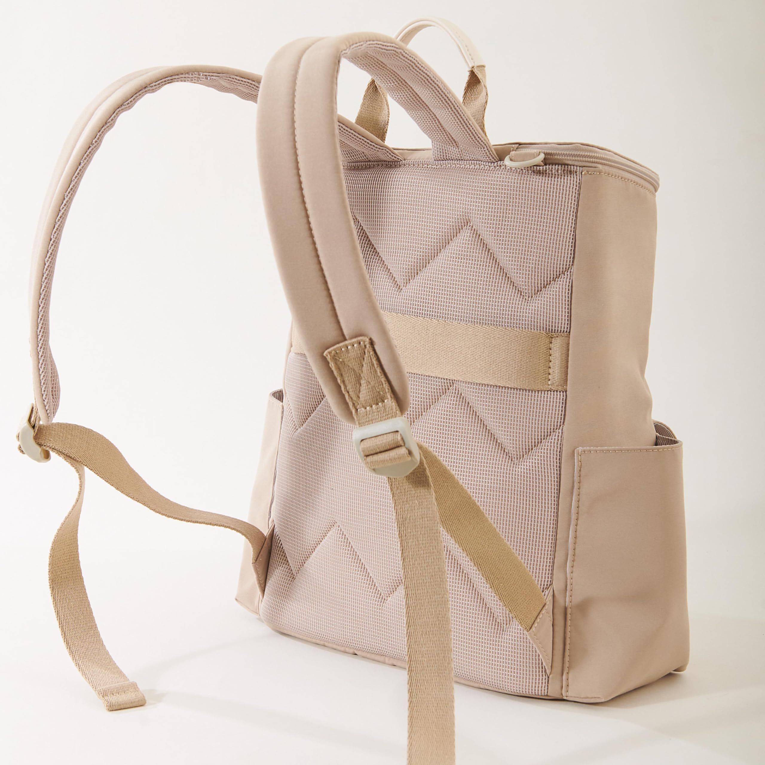 SUNVENO Diaper Bag Backpack, Large Capacity Nappy Changing Bag Featuring Bottle Pockets, Changing Pad, Stroller Clips and Comfortable Backpack Straps, Brown