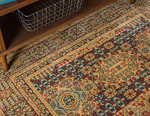 Unique Loom Palace Collection Traditional, Southwestern, Medallion, Geometric Area Rug, 9' 0" x 12' 0", Navy Blue/Tan