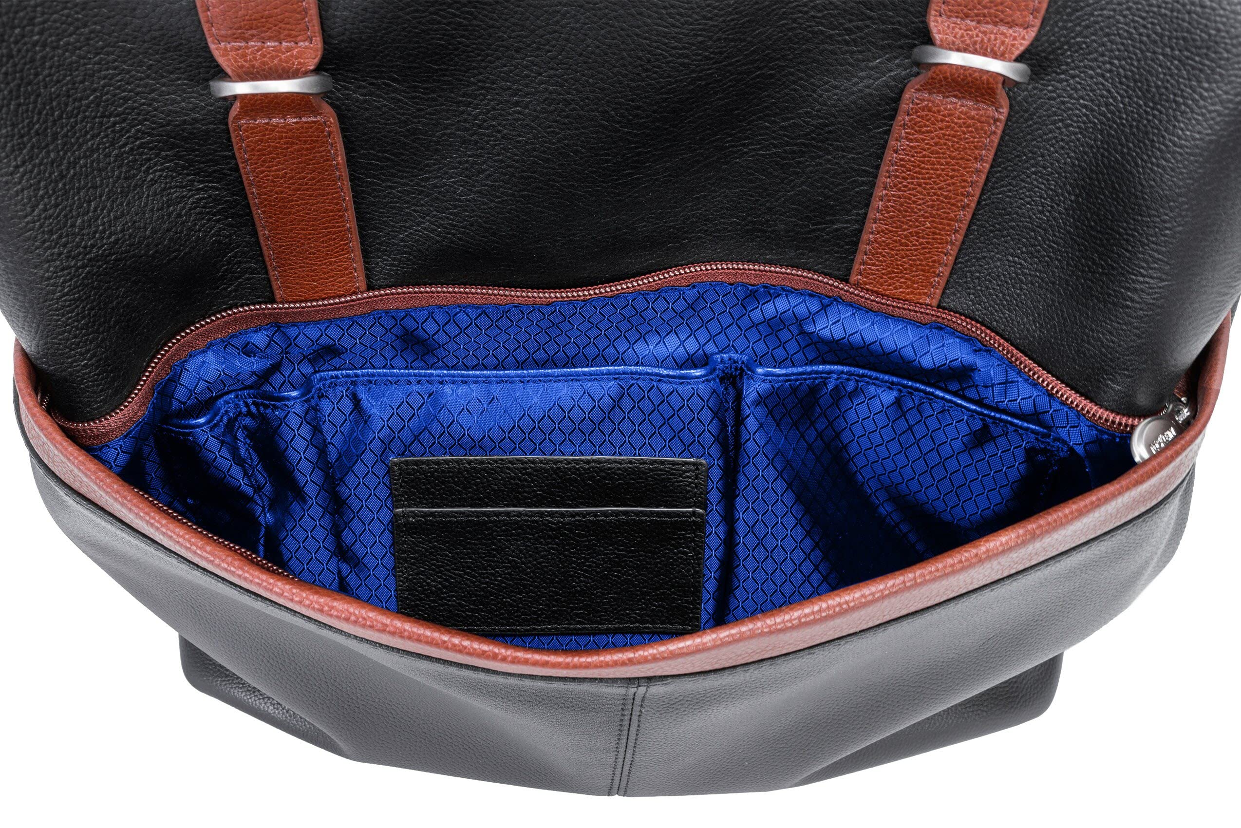 McKleinUSA Element Pebble Grain Calfskin Leather 17" Leather Two-Tone Flap-Over Laptop & Tablet Backpack Black (18472)