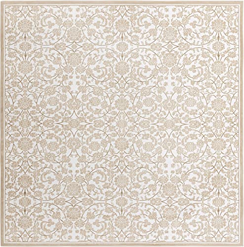 Unique Loom Rushmore Collection Area Rug - TAFT (10' 8" Square, Snow White/Beige)