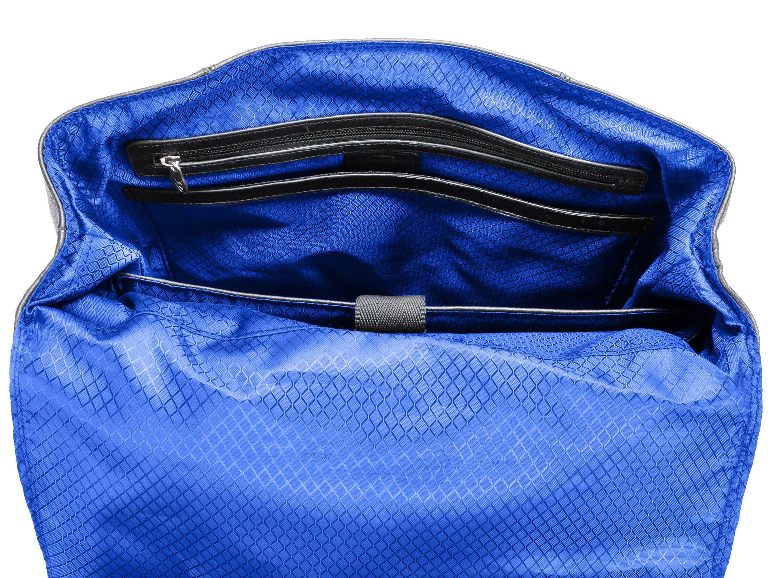 McKleinUSA Element Pebble Grain Calfskin Leather 17" Leather Two-Tone Flap-Over Laptop & Tablet Backpack Black (18472)