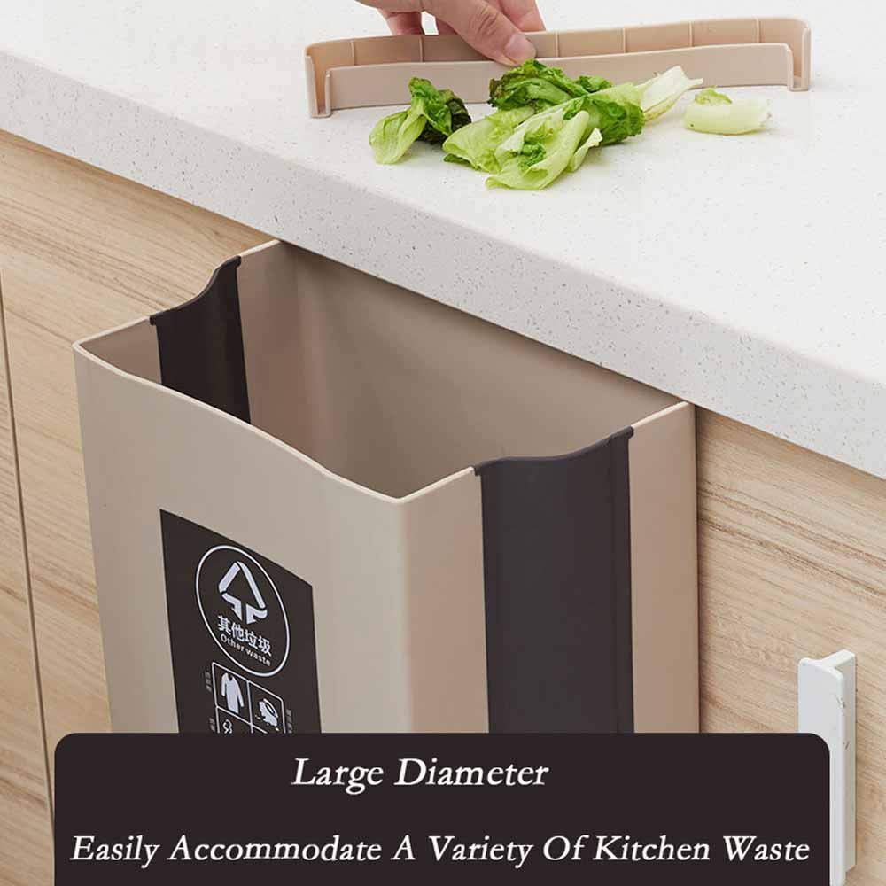 Perfuw Folding Waste Bin, Kitchen Hanging Trash Can, Collapsible Trash Bin for Kitchen Cabinet Door, Creative Wall Mounted Waste Bin for Bathroom & Car, Portable Home Garbage Storage Bucket