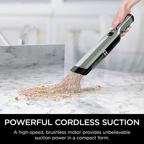 Shark WV201GNBRN WANDVAC Cordless Hand Vac, Lightweight and Portable at 1.4 lbs. with Powerful Suction, Charging Dock, One-Touch Empty for Car & Home, Green, 0.08 Qt. Capacity