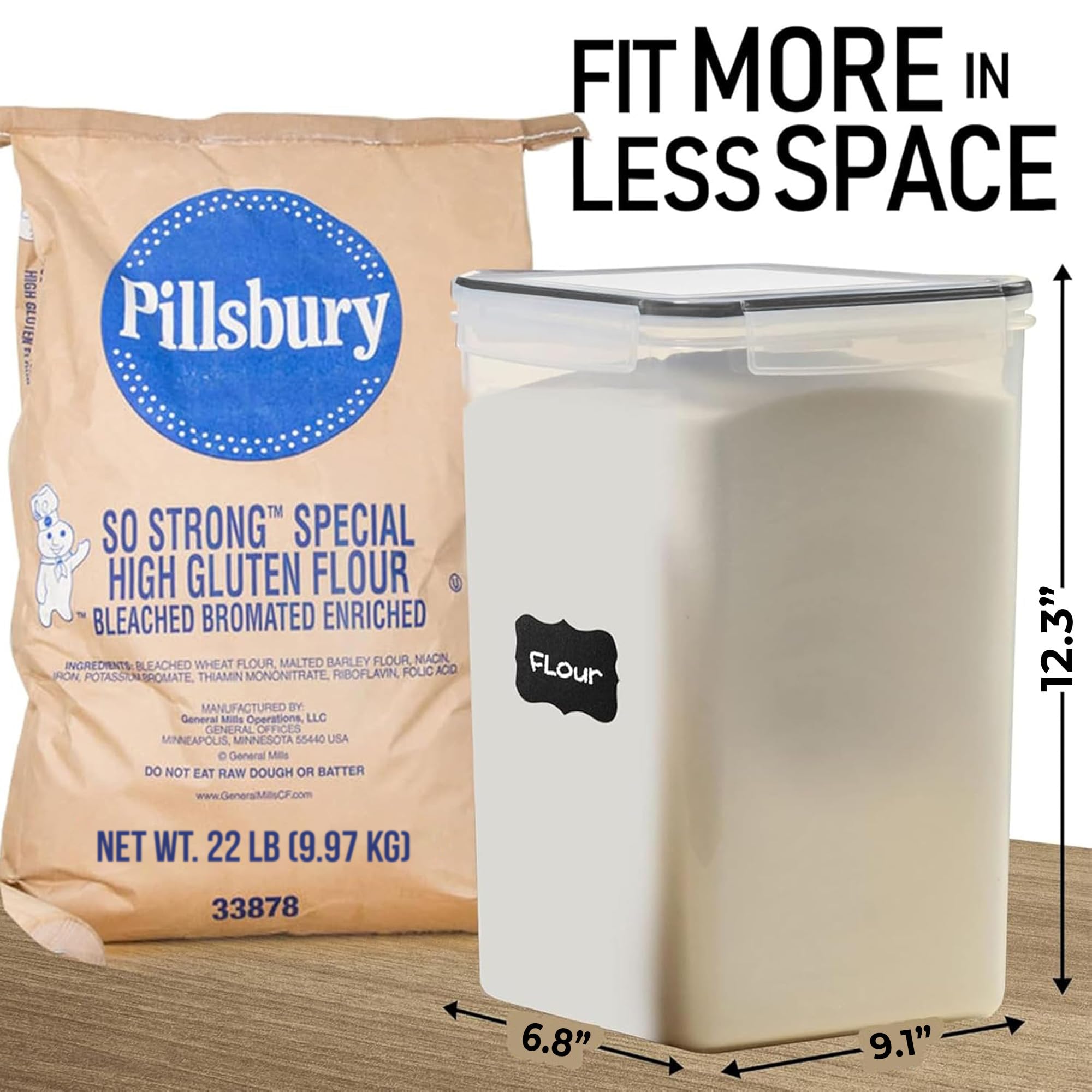 Extra Large Food Storage Containers with Airtight Lids, Set of 2 (8.5L / 287 Oz) MAXIMIZE Storage Space for Flour Sugar Rice Baking Supply, Kitchen & Pantry Bulk Food Storage for Kitchen Organization