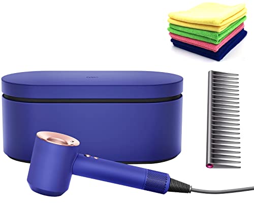 Premium Dyson Supersonic Hair Dryer Limited Gift Set Edition in Fuchsia/Nickel: Fast Drying, Light Weight, Low Noise, Controlled Styling, for Different Hair Types w/ Microfiber Cloth