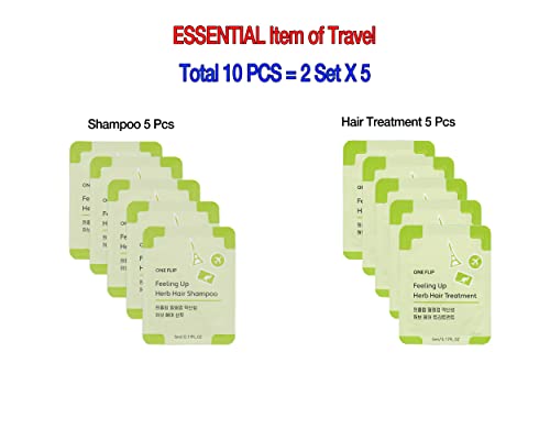 Korean Skin Care Travel Size Shampoo and Conditioner set, (5+5=10pcs)One Flip, Sample Size, Disposable, Korean Beauty Must Haves