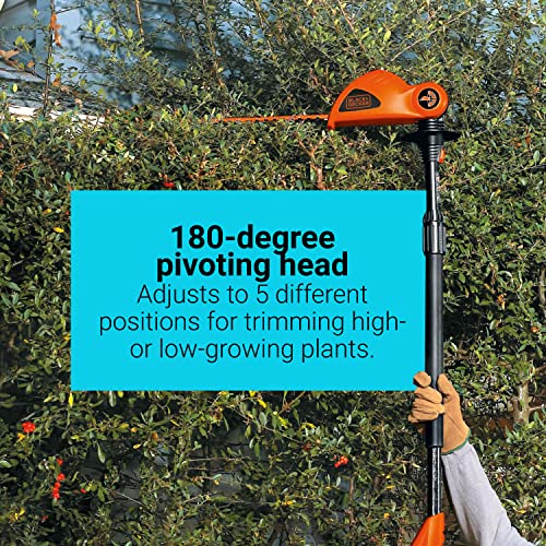 BLACK+DECKER 20V MAX* POWERCONNECT 18 in. Cordless Pole Hedge Trimmer, Tool Only (LPHT120B)