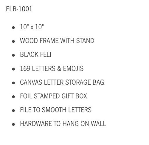DesignWorks Ink Felt Letterboard with Stand - 10 x 10 in Changeable Letter Board with White Letters and Black Felt for Announcements, Milestones, First Day of School, Office, and Classroom