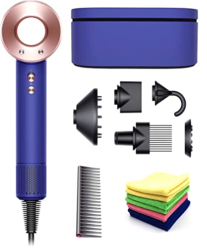 Premium Dyson Supersonic Hair Dryer Limited Gift Set Edition in Fuchsia/Nickel: Fast Drying, Light Weight, Low Noise, Controlled Styling, for Different Hair Types w/ Microfiber Cloth