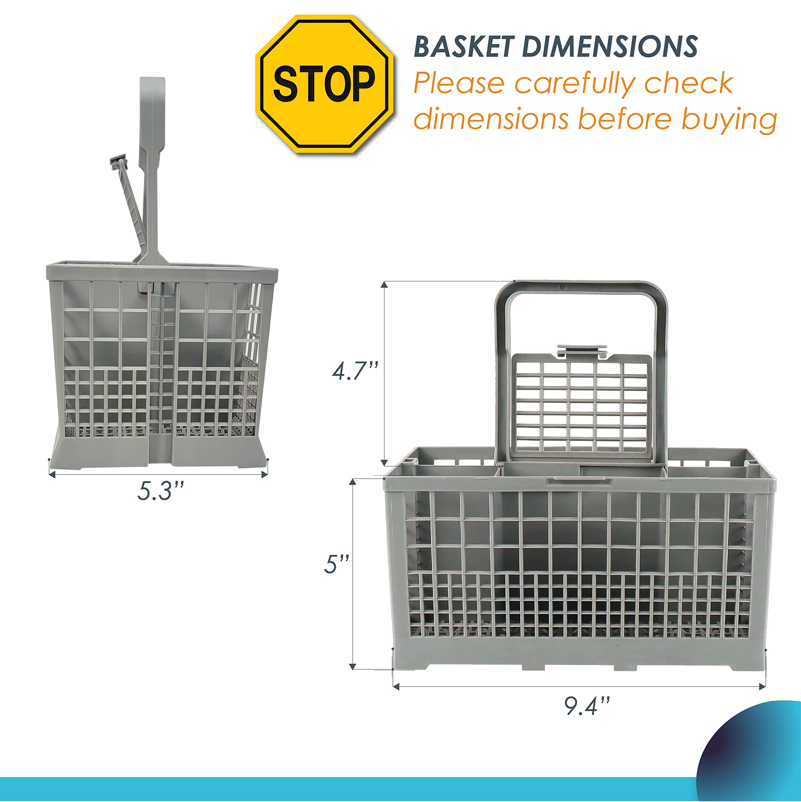Dishwasher Cutlery Basket fits Most Brands (9.5 x 5.4 x 4.8 inches)- Utensil Organizer Caddy Fits Most Dishwashers (LP54)