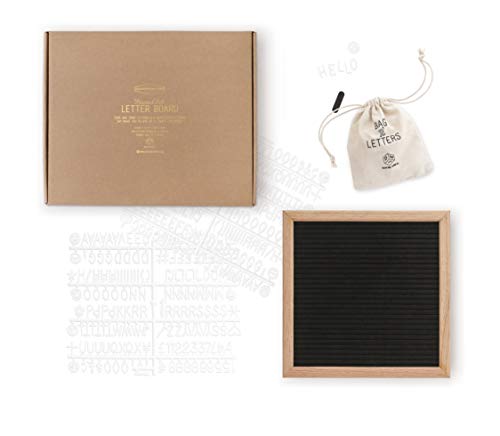 DesignWorks Ink Felt Letterboard with Stand - 10 x 10 in Changeable Letter Board with White Letters and Black Felt for Announcements, Milestones, First Day of School, Office, and Classroom