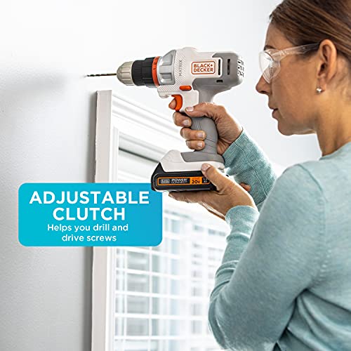 BLACK+DECKER 20V MAX Matrix Cordless Drill/Driver Kit, White (BDCDMT120WC1FF)