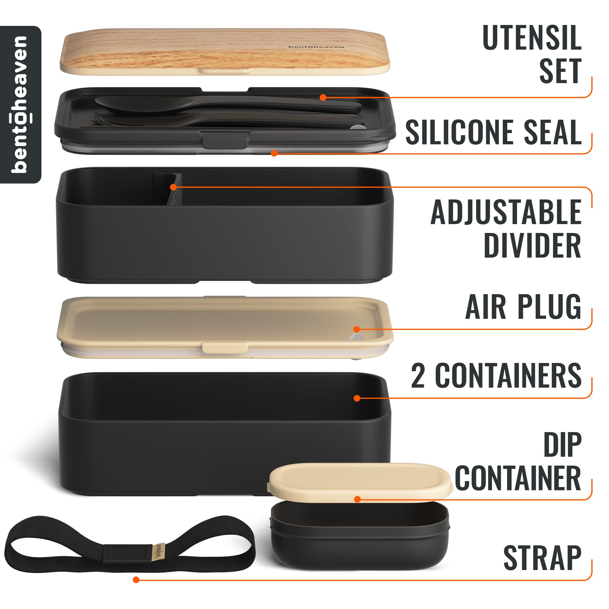 Premium Bento Lunch Box in 8 Modern Colors, 2 Compartments, Leak-proof, Includes Sauce Container, Divider, Cutlery & Chopsticks, 40oz Japanese Bento Box for Adults & Kids, Microwave-& Dishwasher-safe