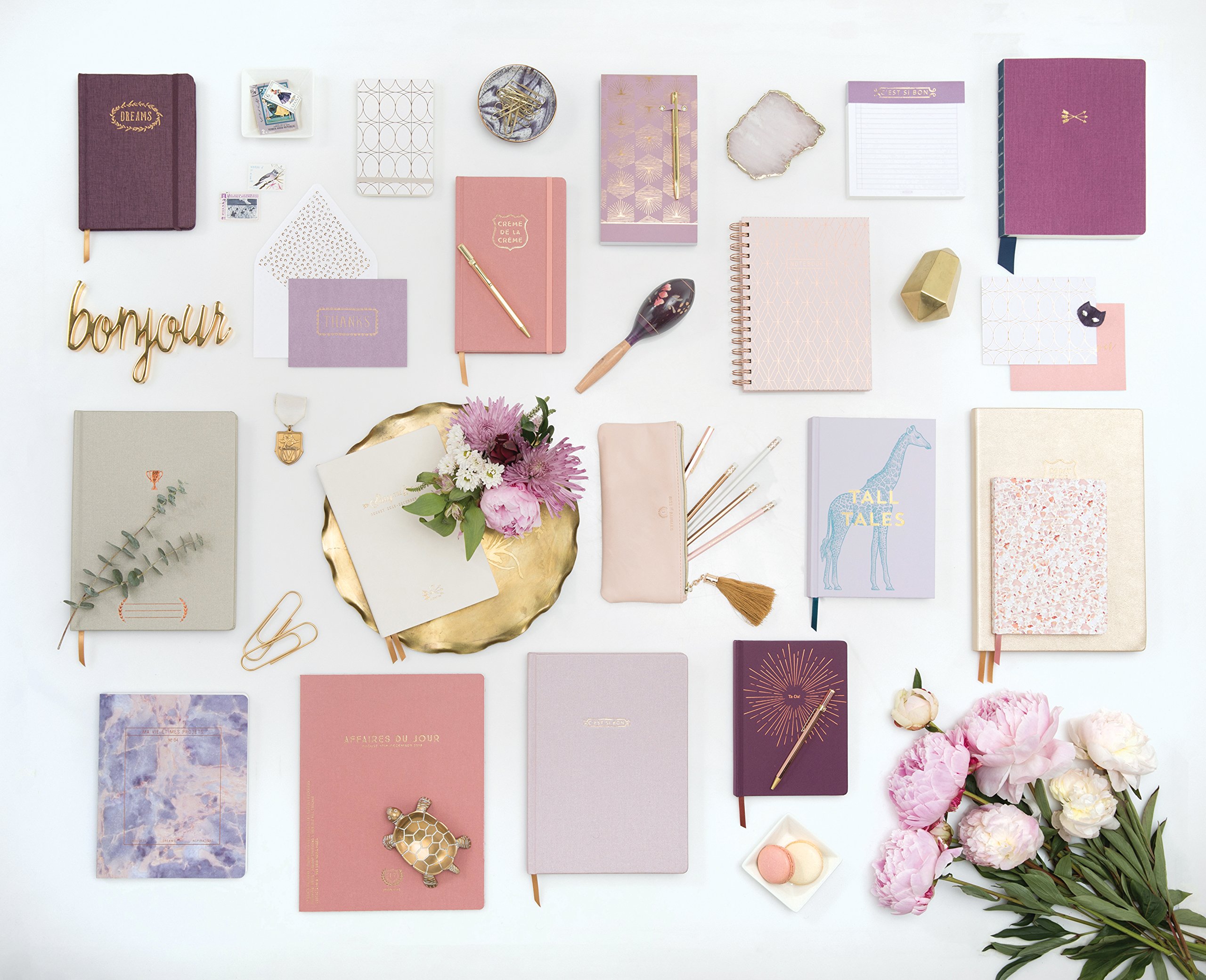 DesignWorks Ink 17-Month Simple Cloth Calendar, Dusty Pink- Affaires Du Jour