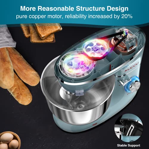 KUCCU Stand Mixer, 6.5 Qt 660W, 6-Speed Tilt-Head Food Dough Mixer, Kitchen Electric Mixer with Stainless Steel Bowl,Dough Hook,Whisk, Beater, Egg white separator (6.5-QT, Blue)