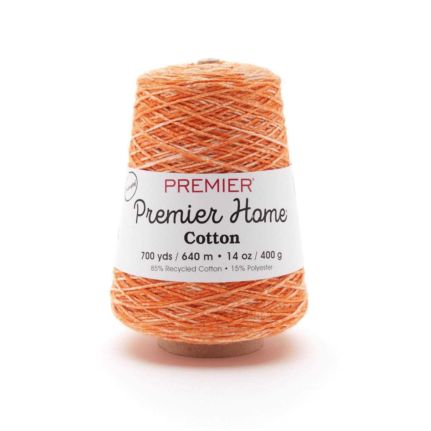 Premier Yarns Home Cotton Cone Yarn, Ideal Knitting and Crochet Supplies, Made of Recycled Cotton and Polyester, Tangerine Splash, 700 yards