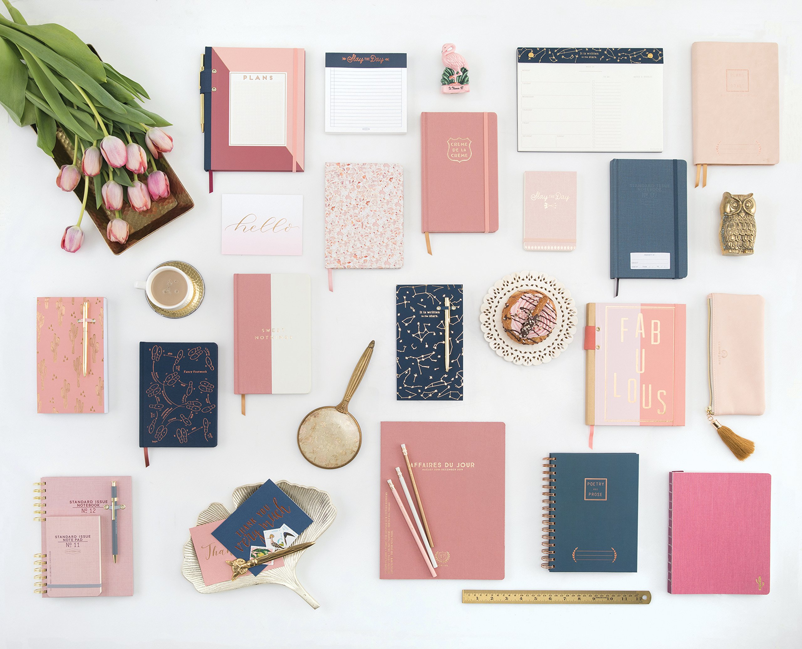 DesignWorks Ink 17-Month Simple Cloth Calendar, Dusty Pink- Affaires Du Jour