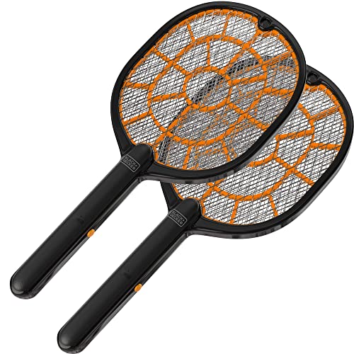 Black + Decker Electric Fly Swatter & Fly Zapper- Bug Zapper Racket Indoor & Outdoor- Handheld, Heavy- Duty Mosquito Swatter, Battery- Powered, Non- Toxic Safe for Humans & Pets Fly Swatters- 2 Pack