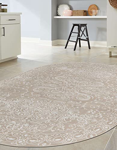 Unique Loom Rushmore Collection Area Rug - Adams (7' 10" x 10' Oval, Beige/Ivory)