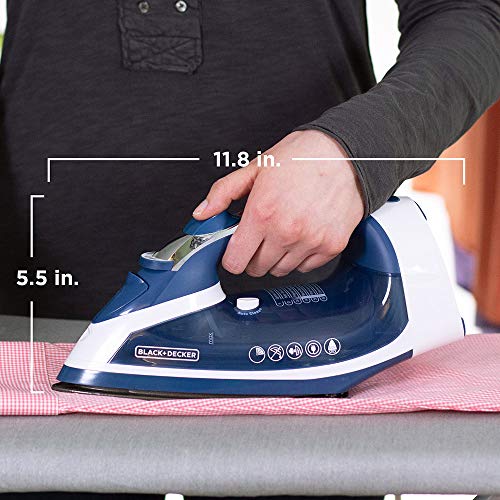 BLACK+DECKER Xpress Steam Cord Reel Iron with Nonstick Soleplate, Blue, ICR16X