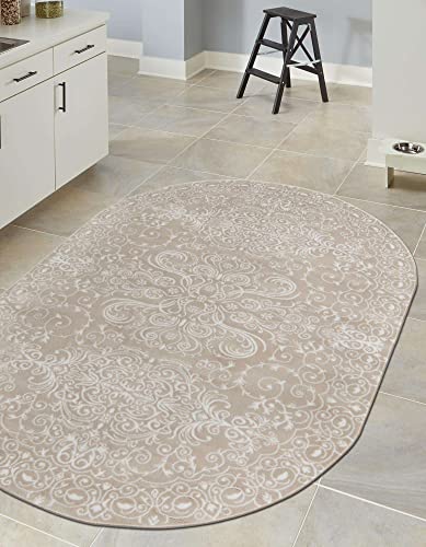 Unique Loom Rushmore Collection Area Rug - Adams (7' 10" x 10' Oval, Beige/Ivory)