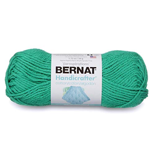 Bernat Handicrafter Cotton Solids Yarn, 1.75 oz, Gauge 4 Medium, 100% Cotton, Emerald