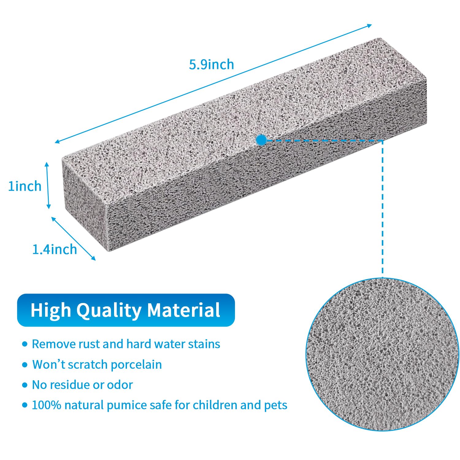4TH Pumice Stone for Toilet Bowl Cleaning,Remove Away Limescale Stain,Hard Water Rings,Calcium Buildup,Iron and Rust,Scouring Stick for Tile/Bath-tub/Kitchen/Grill/Household - 4 Pack