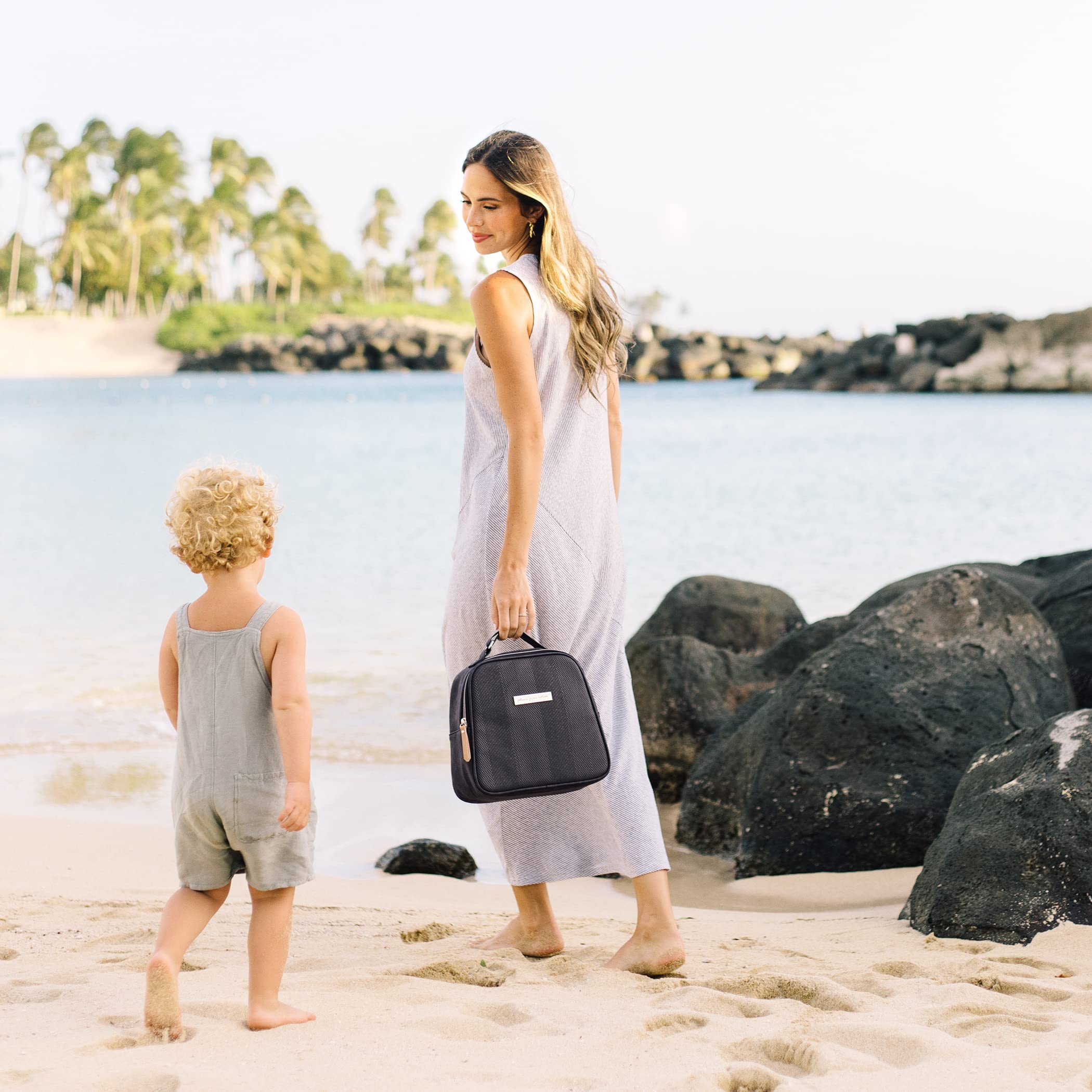 Petunia Pickle Bottom Tandem Bottle & Lunch Tote | Perfect for Bottles, Snacks & Wireless Pump | Holds up to Three Regular Sized Bottles | Insulated Lining & Easy to Clean | Carbon Cable Stitch