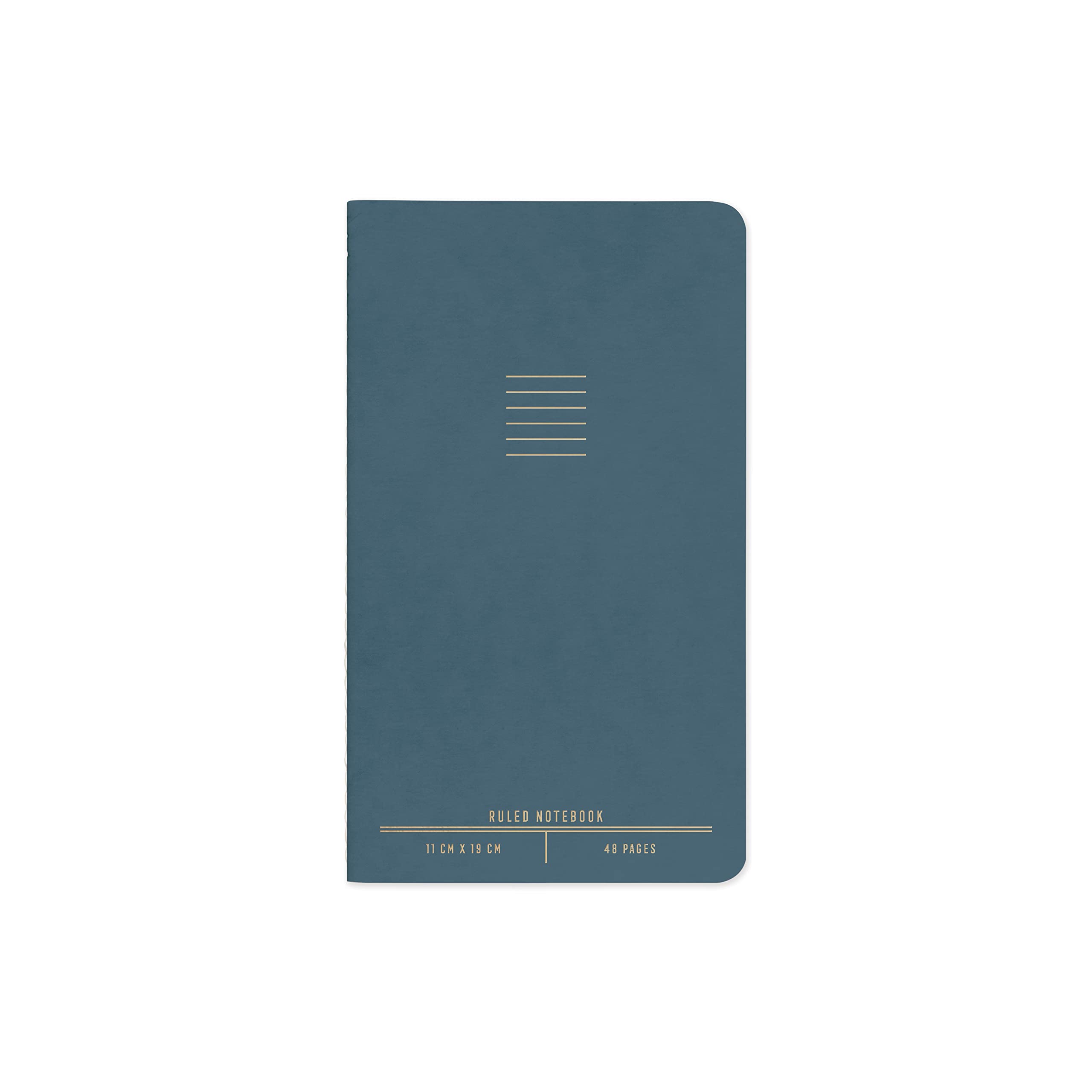 DesignWorks Ink 4.4" x 7.5" Flex Cover Notebook Journal with 48 Lined Pages, Peacock Blue Notebook with Gold Foil Accents - Perfect for Office Work, Writing, and Journaling