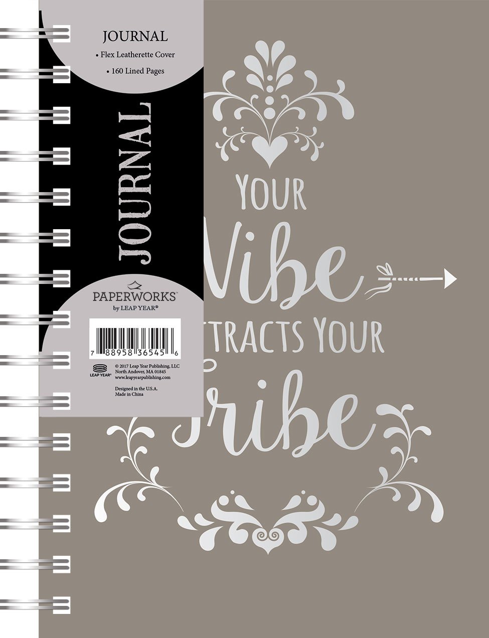 Paperworks Coil Bound Foil Leatherette Journal, 160 Lined Pages, Assorted Designs, Design May Vary (36545N)