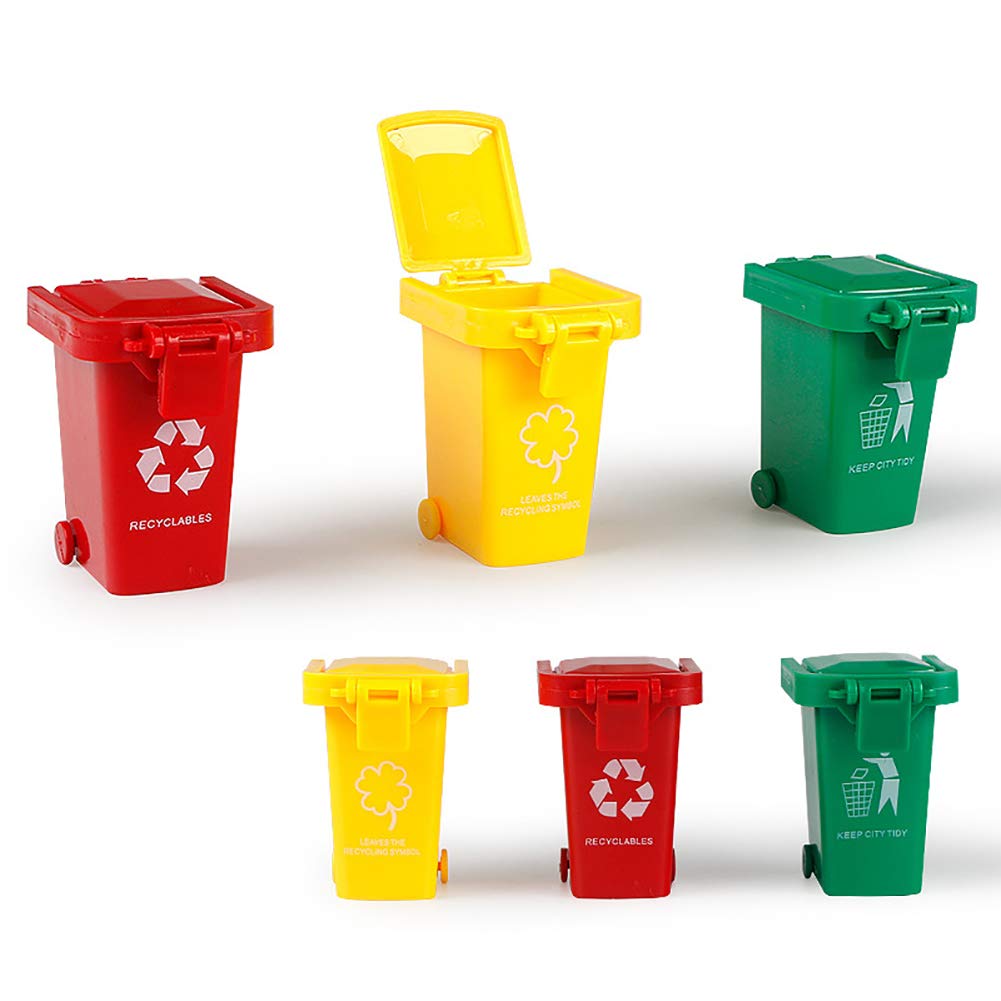 erDouckan Durable Trash Can, 3Pcs/Set Bright Color Kids Push Toy Plastic Vehicles Garbage Truck Trash Cans, Make Your Room Clean and Comfortable