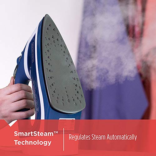 BLACK+DECKER Xpress Steam Cord Reel Iron with Nonstick Soleplate, Blue, ICR16X