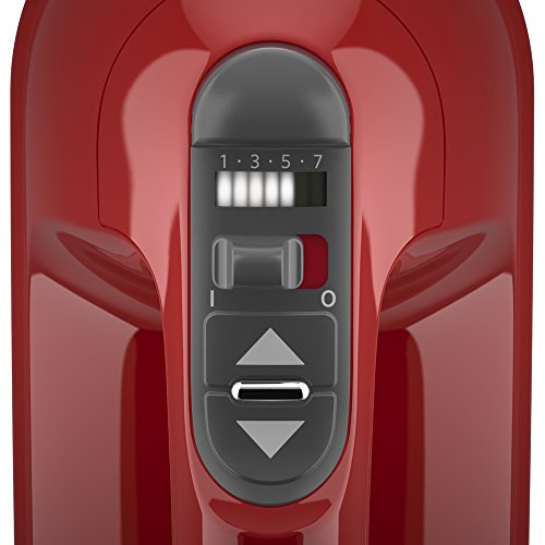 KitchenAid KHM7210ER 7-Speed Digital Hand Mixer with Turbo Beater II Accessories and Pro Whisk - Empire Red