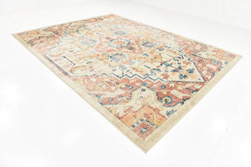 Unique Loom Oslo Collection Distressed Botanical Medallion Beige Area Rug (10' x 13')